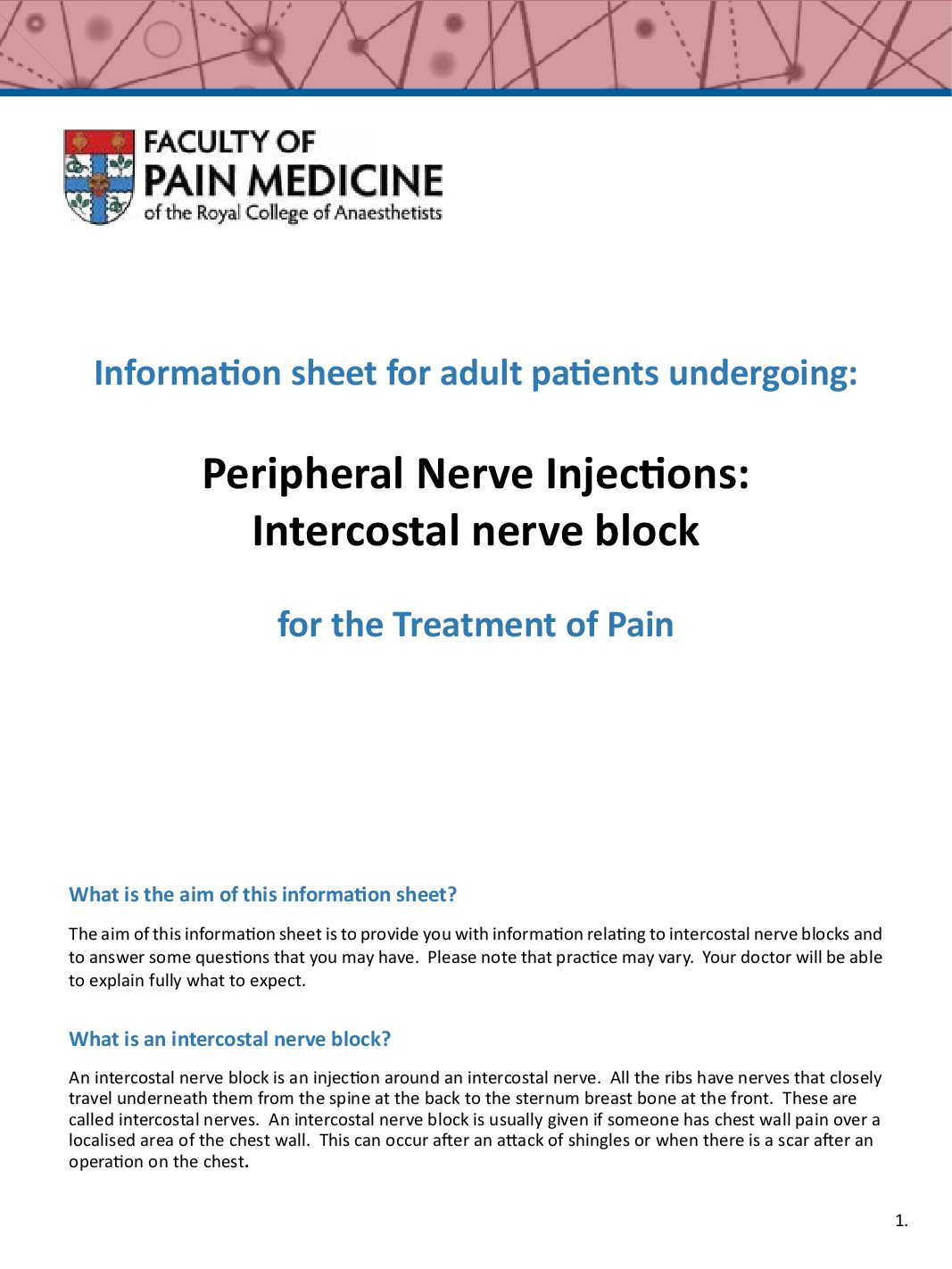 Peripheral Nerve Injections: Intercostal Nerve Block - Maidstone and ...