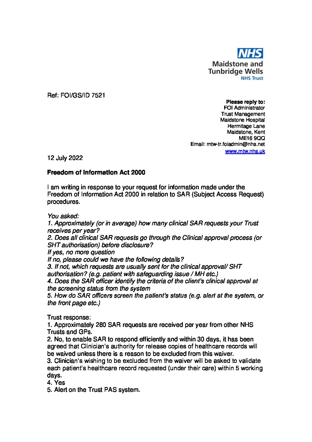 SAR (Subject Access Request) procedures.120722.docx - Maidstone and ...